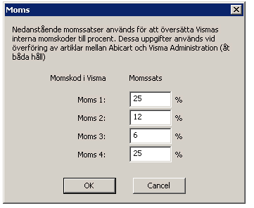 MVA-innstillinger for integrering med Visma SPCS - Abicart.no